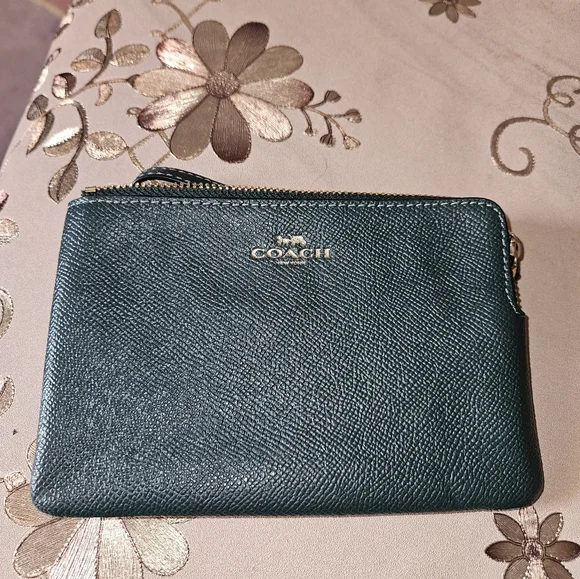 Coach | Bags | Coach Leather Forest Green Wristletwallet | Poshmark